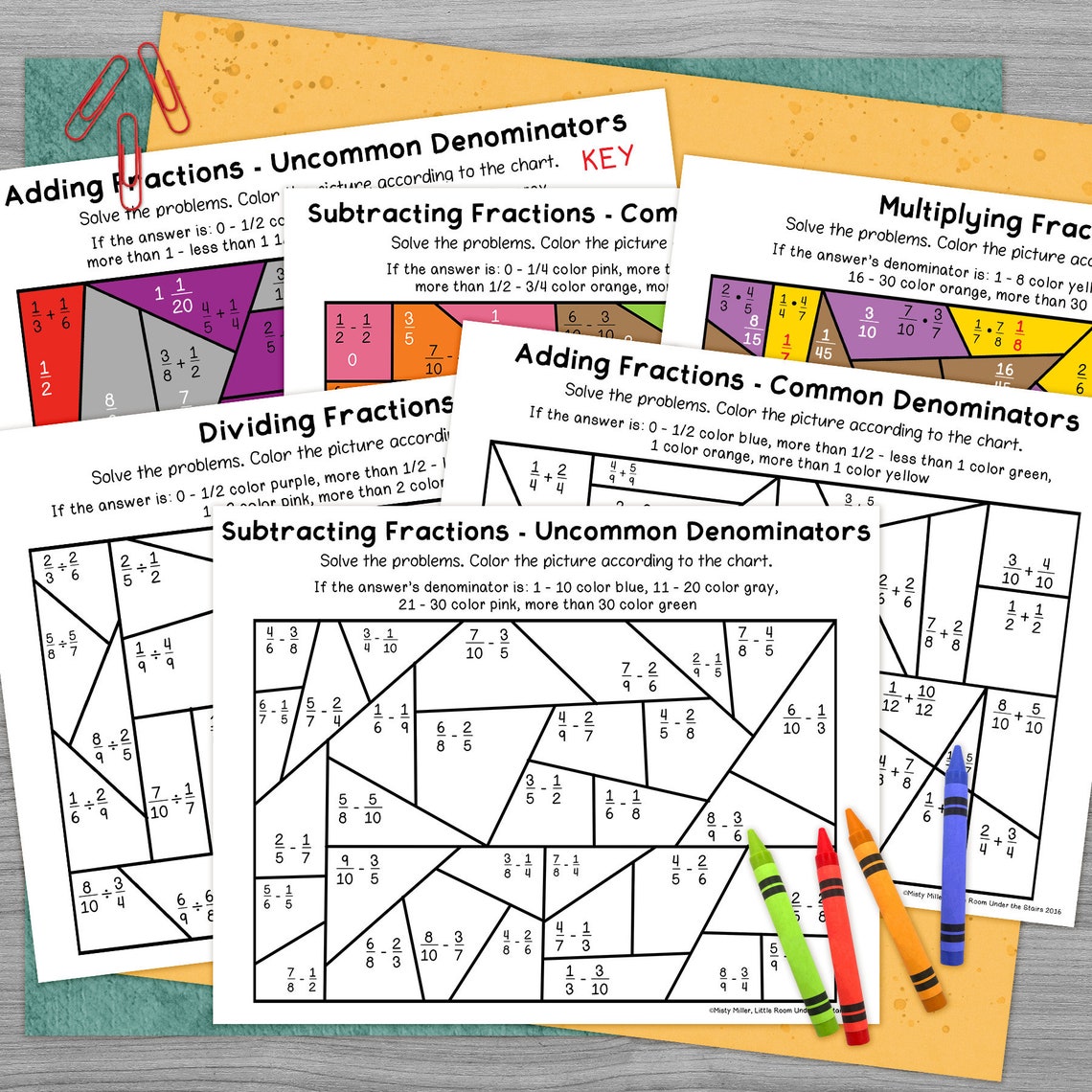 Fraction Operations Math Color by Number Pages Math Worksheets No Prep ...