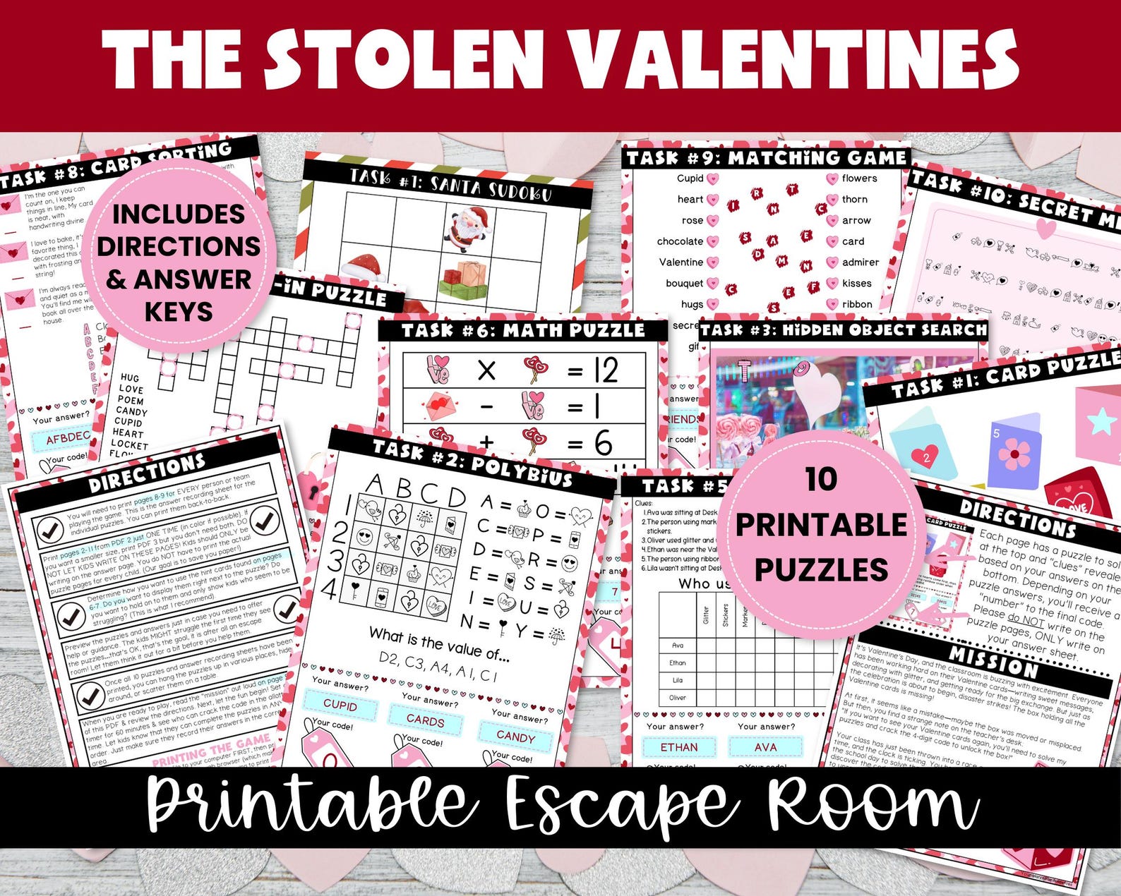 Valentine's Day Escape Room for Tweens and Kids - the Stolen Valentine ...