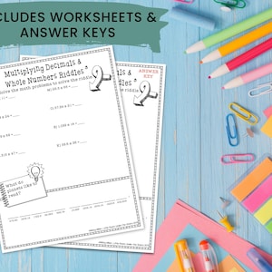 Multiplying Decimals and Whole Numbers Math Riddles - Fun No Prep ...