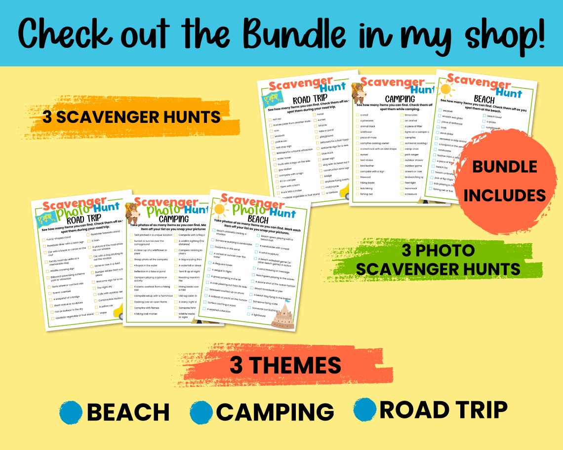 Road Trip Scavenger Hunt Printables - Family Printable Game for ...
