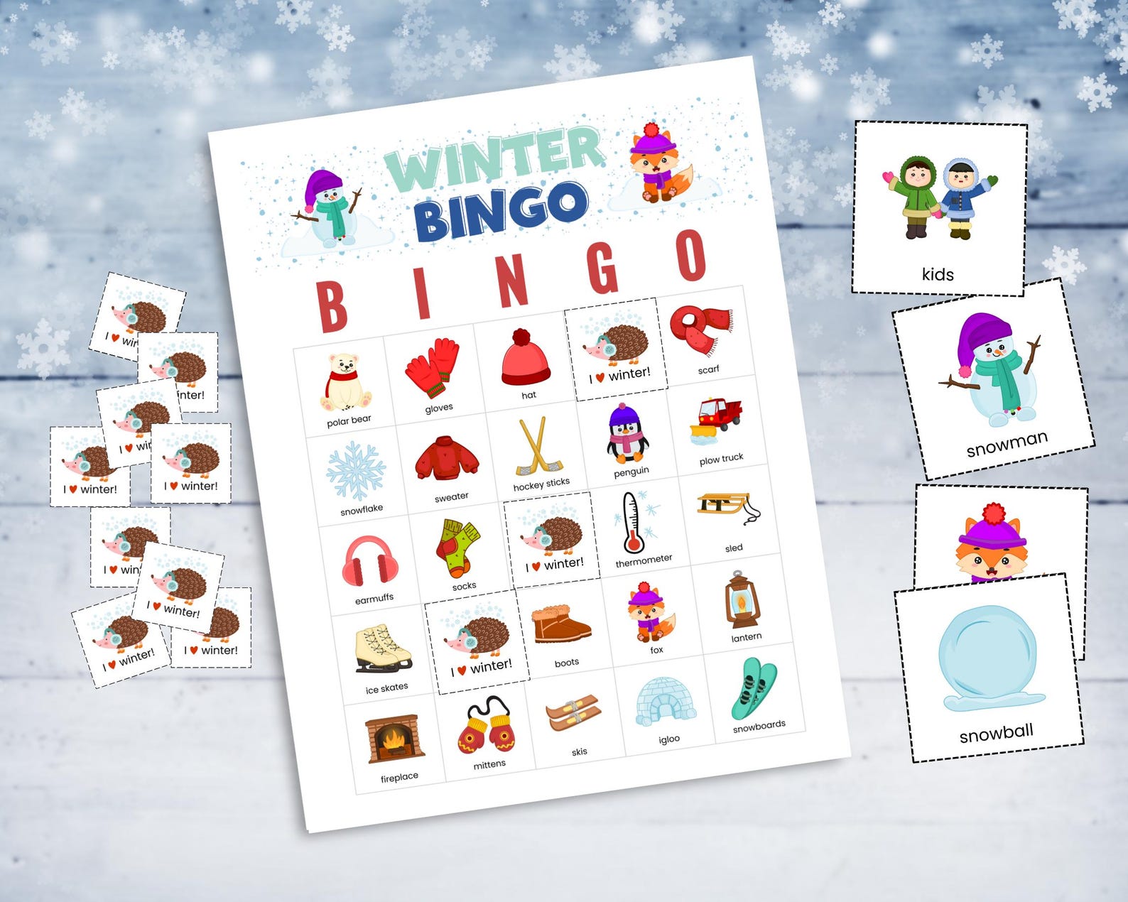 Winter Bingo Game for Kids - Fun Family Game Night Activity With 50 ...