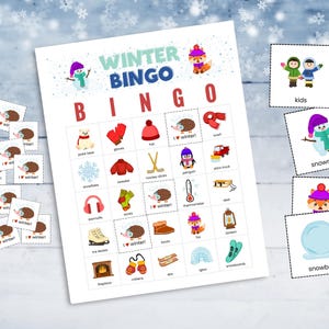 Winter Bingo Game for Kids - Fun Family Game Night Activity With 50 ...