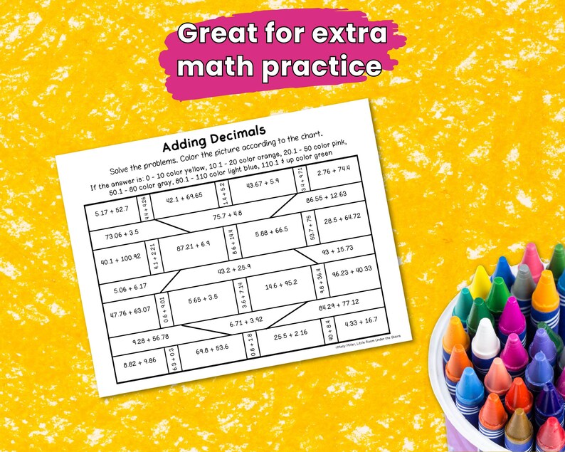 Decimal Operations Color by Number Math Worksheets Packet - No Prep ...