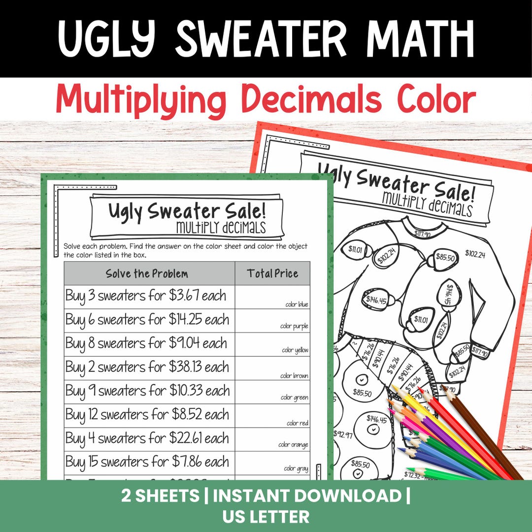 Color by Number Christmas Math Worksheet, 5th & 6th Grade, Multiplying ...