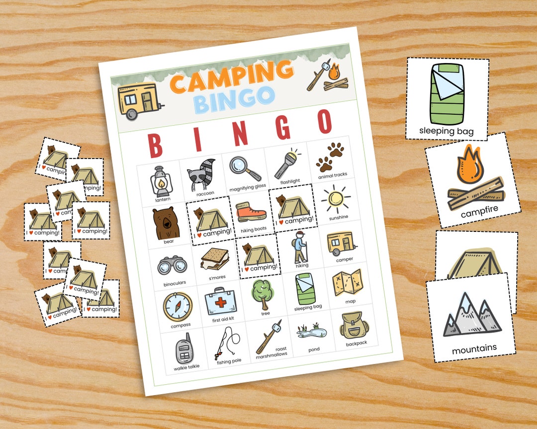 Camping Bingo Game, 40 Printable Camping Bingo Cards, Summer Camp Game ...