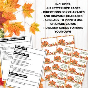 Thanksgiving Charades Game for Teens & Adults - Printable Thanksgiving ...