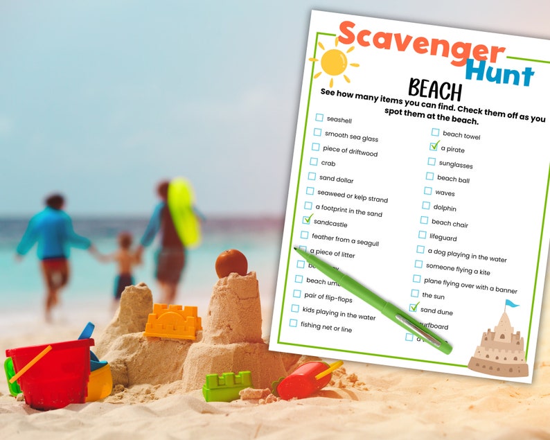 Beach Scavenger Hunt Printables - Outdoor Family Printable Game for ...