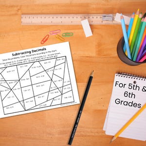 Decimal Operations Color by Number Math Worksheets Packet - No Prep ...