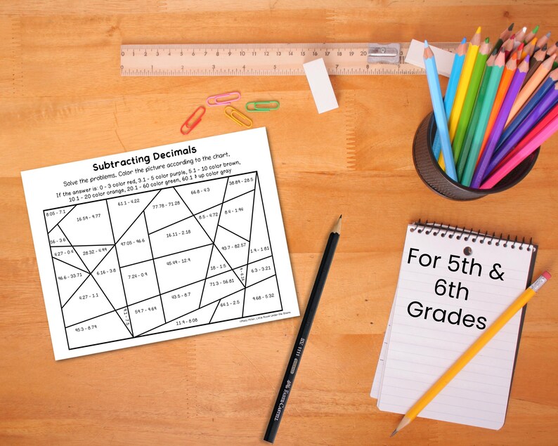 Decimal Operations Color by Number Math Worksheets Packet - No Prep ...