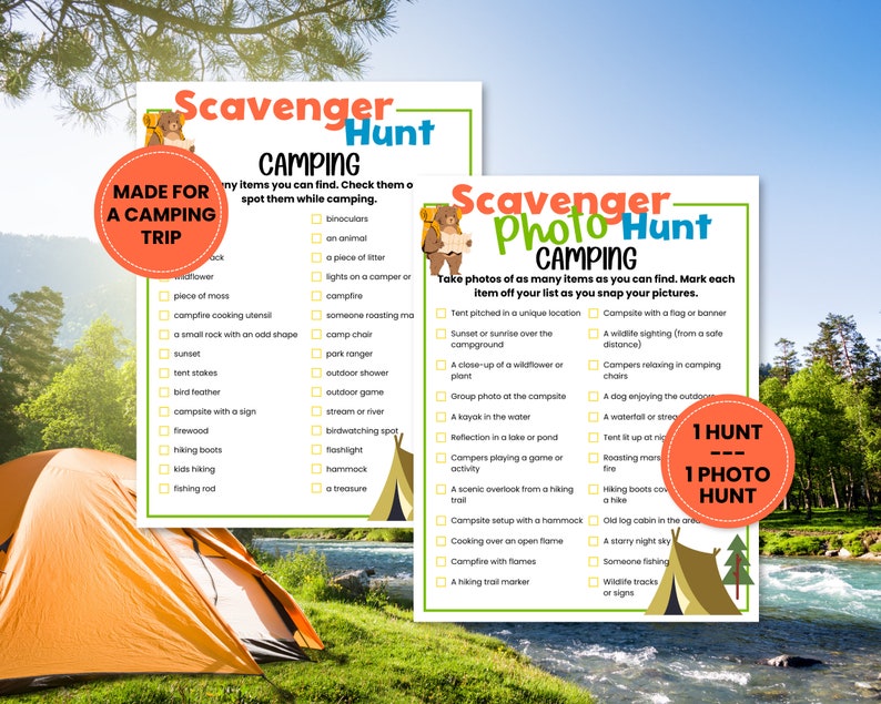 Camping Scavenger Hunt Printables - Outdoor Family Printable Game for ...