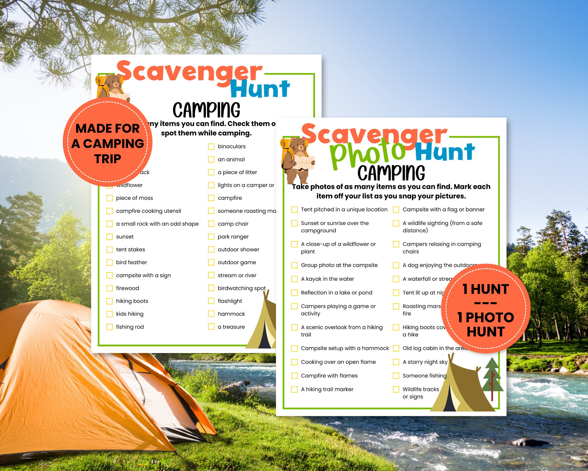 Camping Scavenger Hunt Printables - Outdoor Family Printable Game for ...