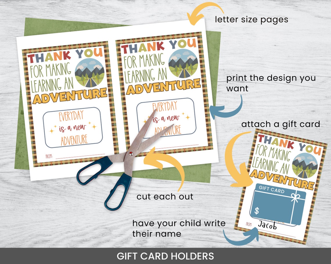 Teacher Appreciation Gift Card Holders Set 2 - Printable Instant ...
