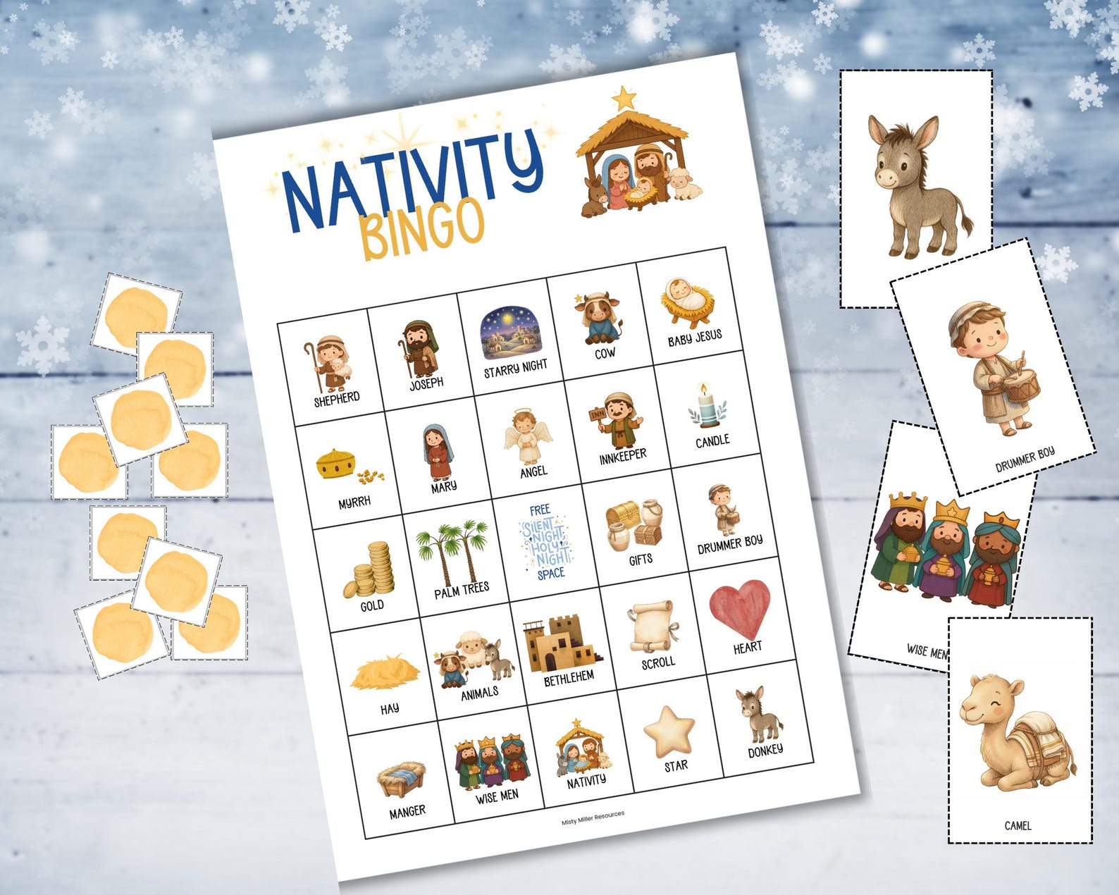 Christmas Nativity Bingo Game for Kids, 50 Printable Bingo Cards, Kids ...