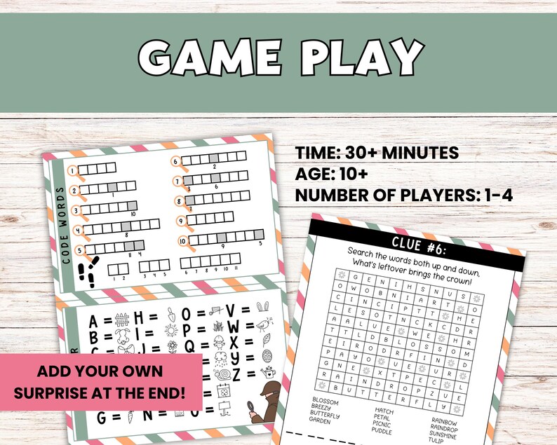 Spring Treasure Hunt - Indoor Printable Scavenger Hunt Puzzles - Secret ...