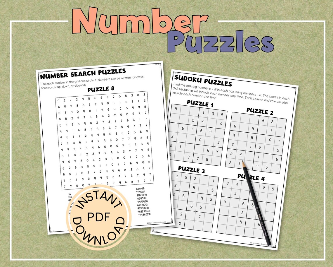 Engaging Number Puzzles Bundle for Kids - Sudoku, Kakurasu, Number ...