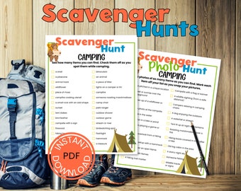 Camping/outdoor Scavenger Hunt for Kids JPEG, PNG, PDF - Etsy