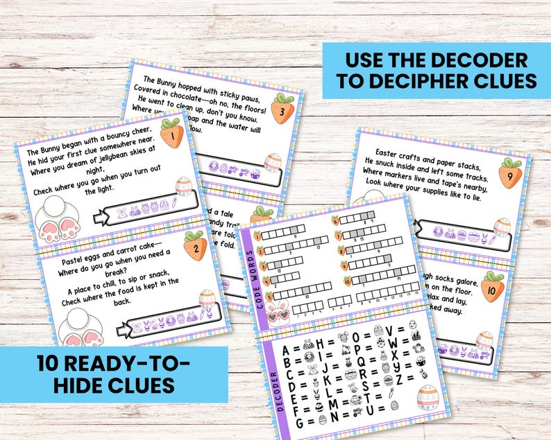 Easter Scavenger Hunt - Indoor Printable Treasure Hunt - Secret Code ...