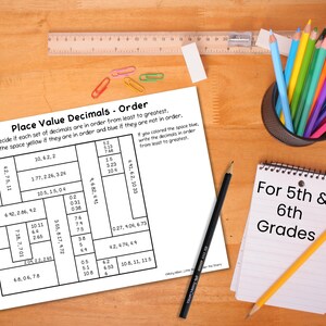 Color by Number Math Worksheets - Decimal Place Value Practice - 5th ...