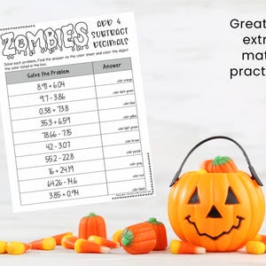 Halloween Zombie Math Adding and Subtracting Decimals - 5th and 6th ...