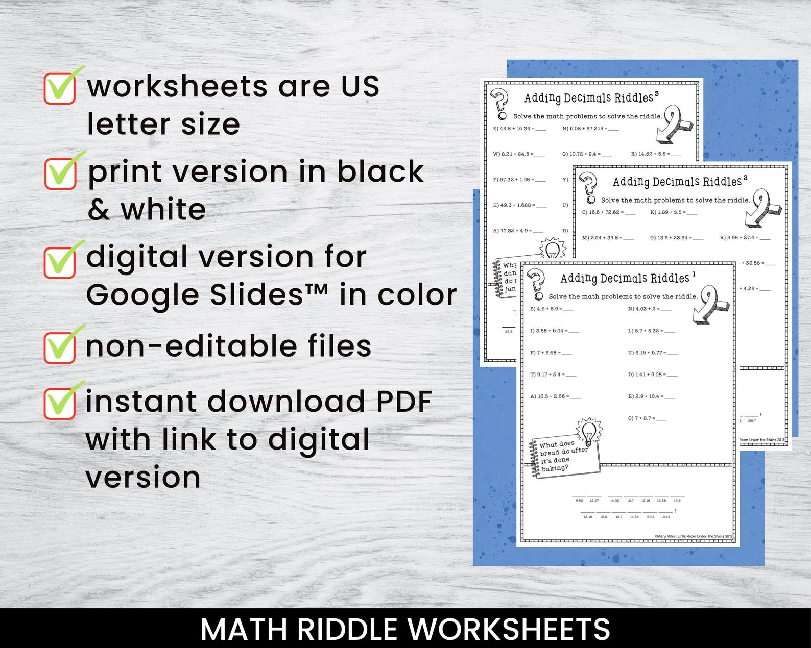 Math Decimals Worksheets With Riddles, Adding Decimals, Math Teacher ...