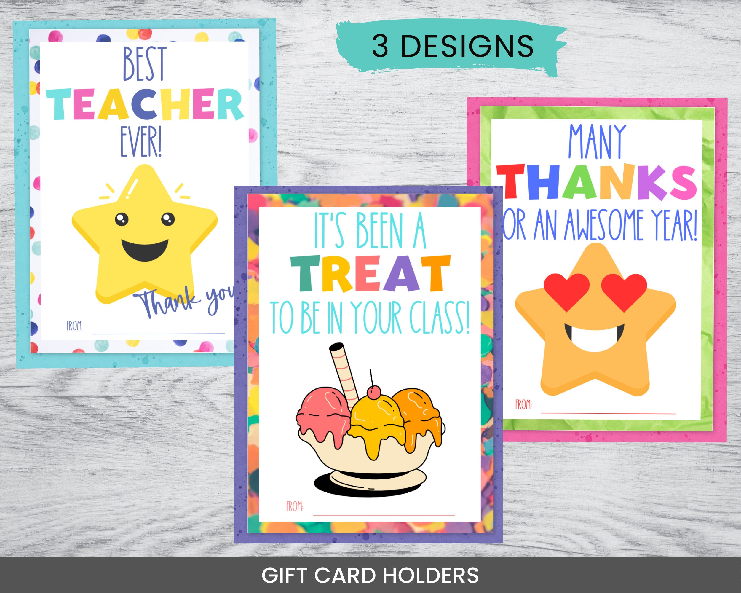 Teacher Appreciation Gift Card Holders - Printable Instant Download ...