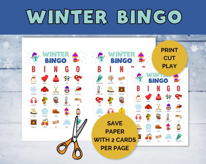 Winter Bingo Game for Kids - Fun Family Game Night Activity With 50 ...