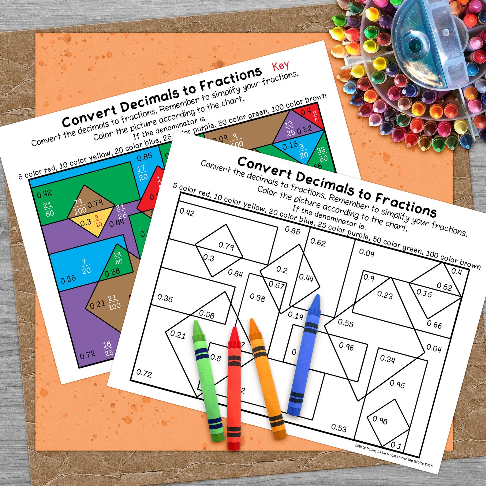 Converting Fractions Decimals and Percents Activity Math Color by ...