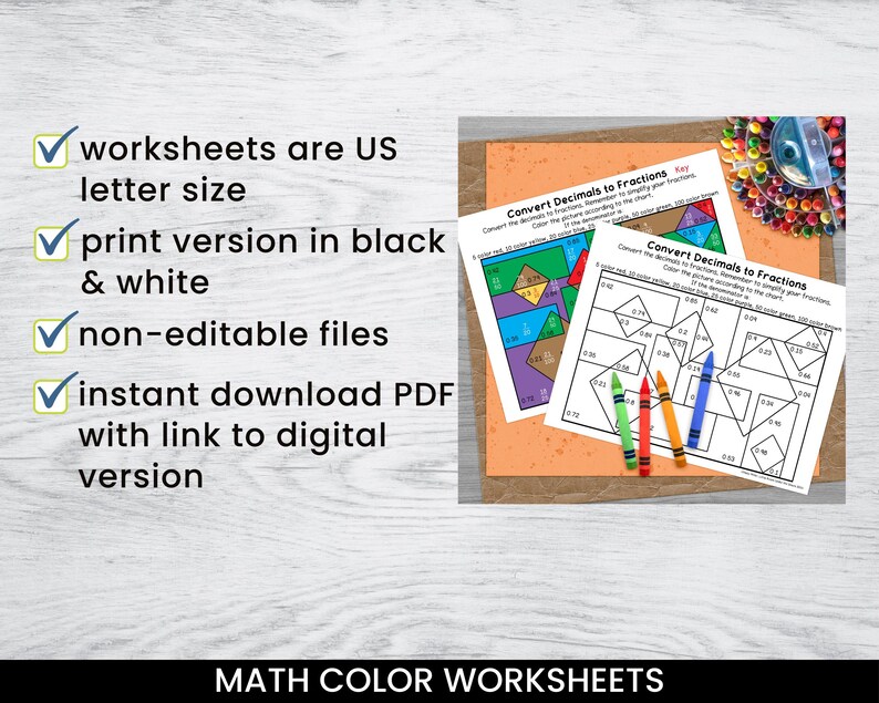 Converting Fractions Decimals and Percents Activity - Math Color by ...