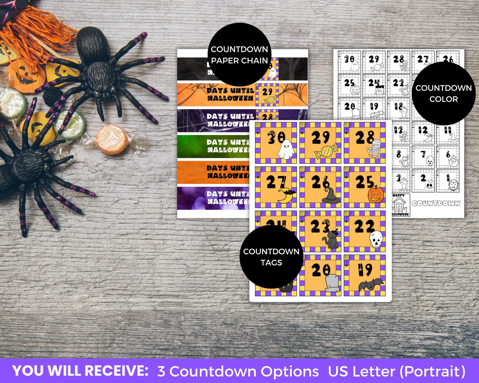 Halloween Printable Advent Calendars for Kids - Color Page, Countdown ...