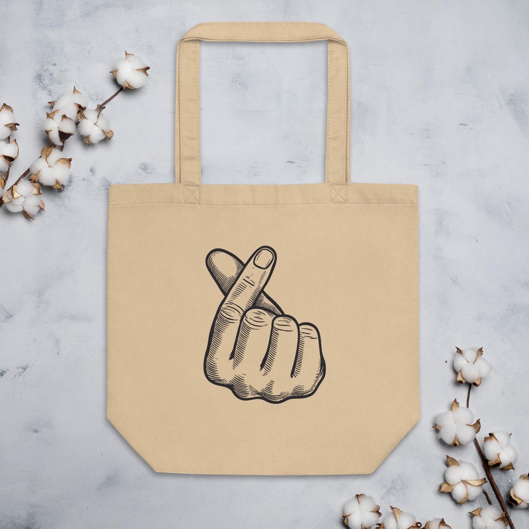 Eco Tote Bag | Love U Hand Gesture | Organic Cotton | Sand/beige Canvas ...
