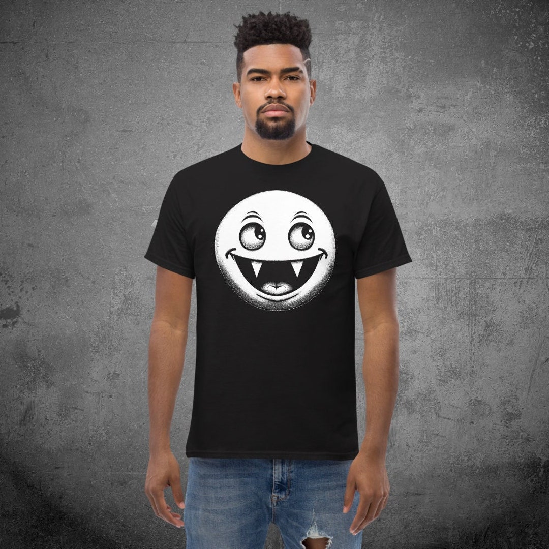 Black T-shirt With Epic Vampire Face Illustration – Unisex Classic Tee ...