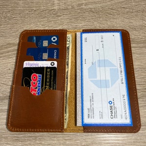 Genuine Leather Checkbook Cover in Black or Brown Slim Tall Narrow ...