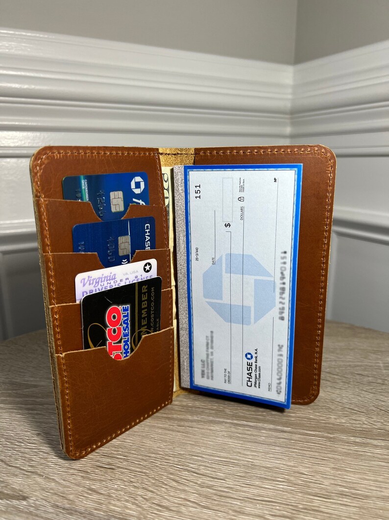 Genuine Leather Checkbook Cover in Black or Brown Slim Tall Narrow ...