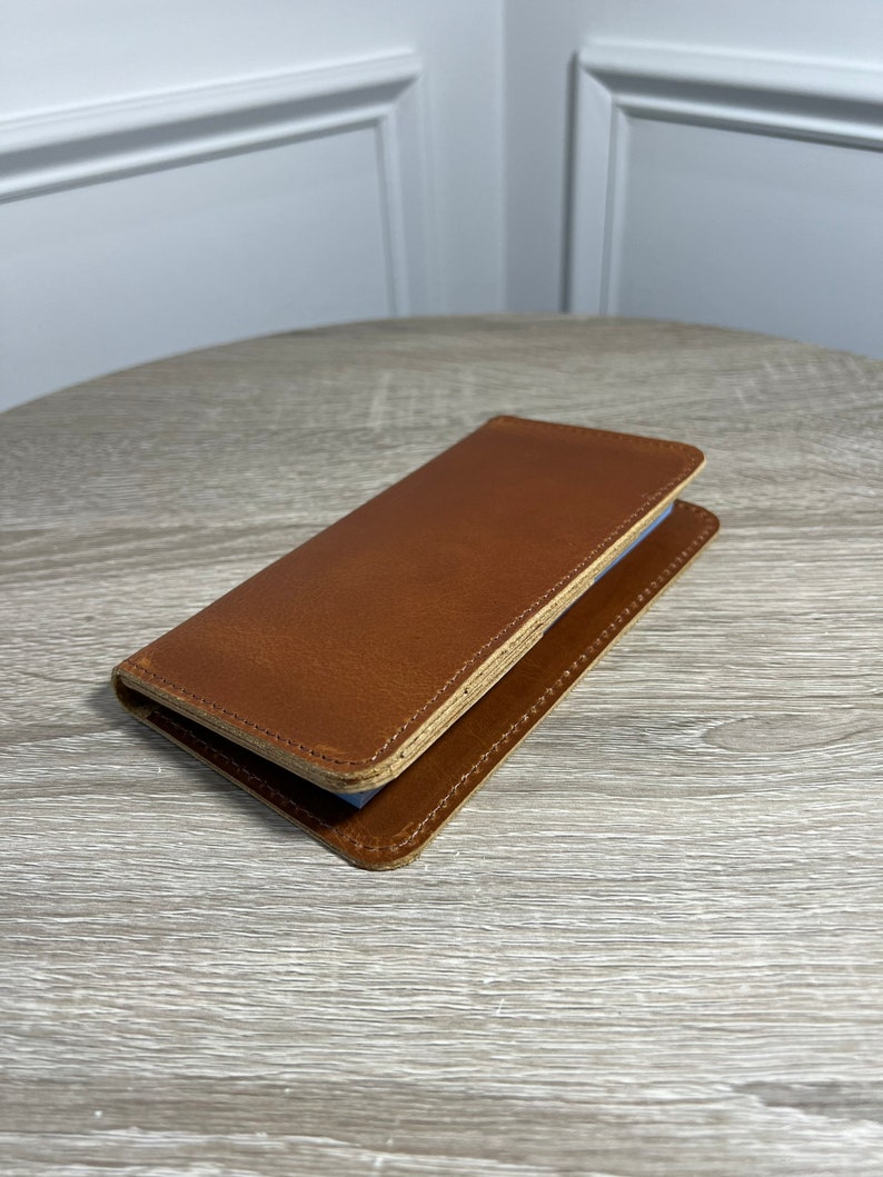 Genuine Leather Checkbook Cover in Black or Brown Slim Tall Narrow ...