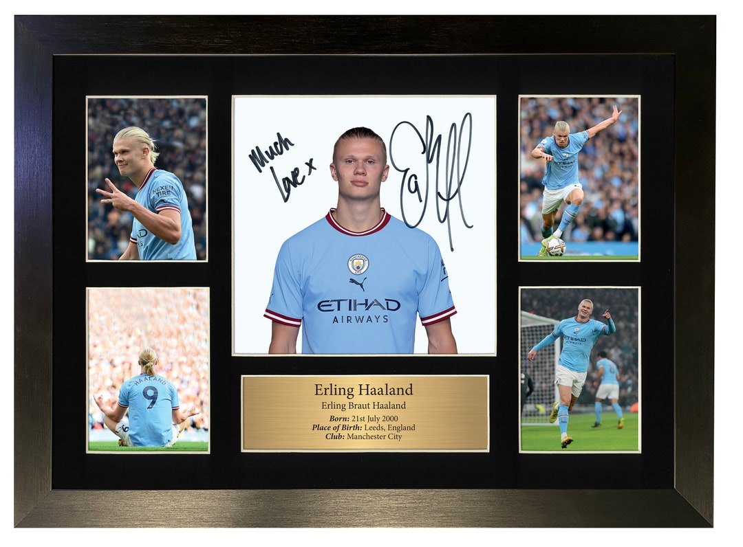 Erling Haaland Autograph Man City Display Signed A3 (frame Size 460 X ...