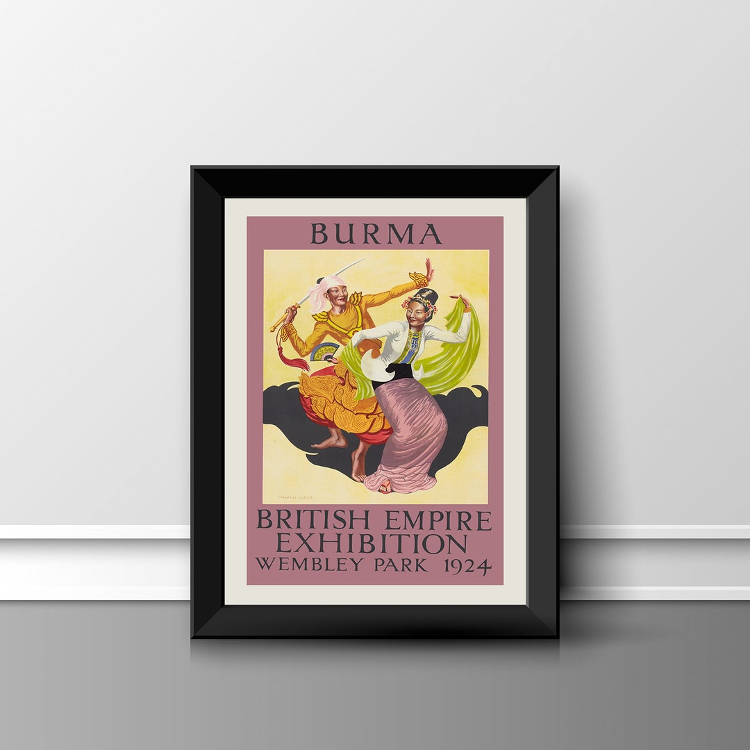 Burma Vintage Travel Poster – British Empire Exhibition, Wembley 1924 ...