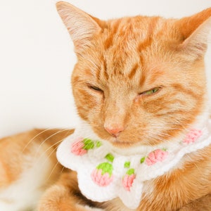 Cat Bow Kawaii Cat Bowtie Flower Pet Bow Kitten Crochet - Etsy