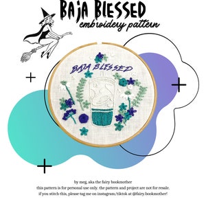 PDF Pattern - Baja Blessed, Intermediate Taco Pop Culture Embroidery ...