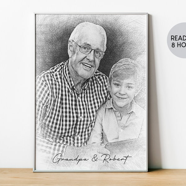 Grandpa and Grandson Portrait - Etsy