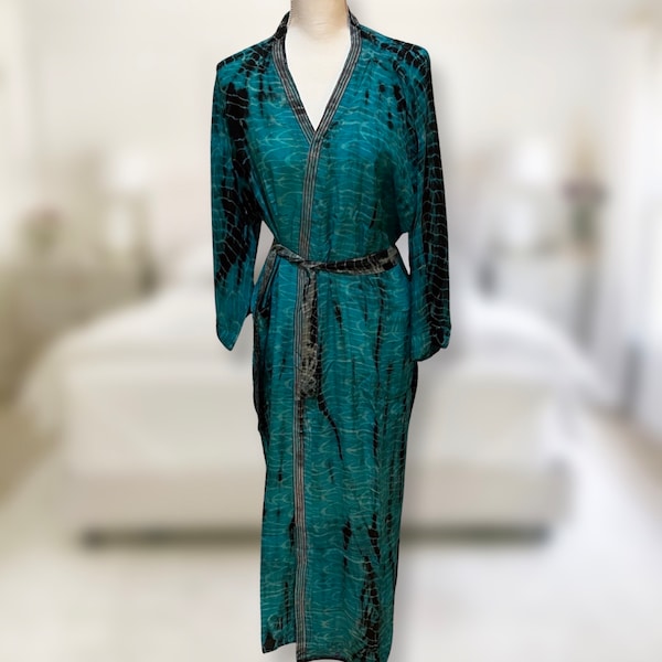 Blue Silk Robe - Etsy