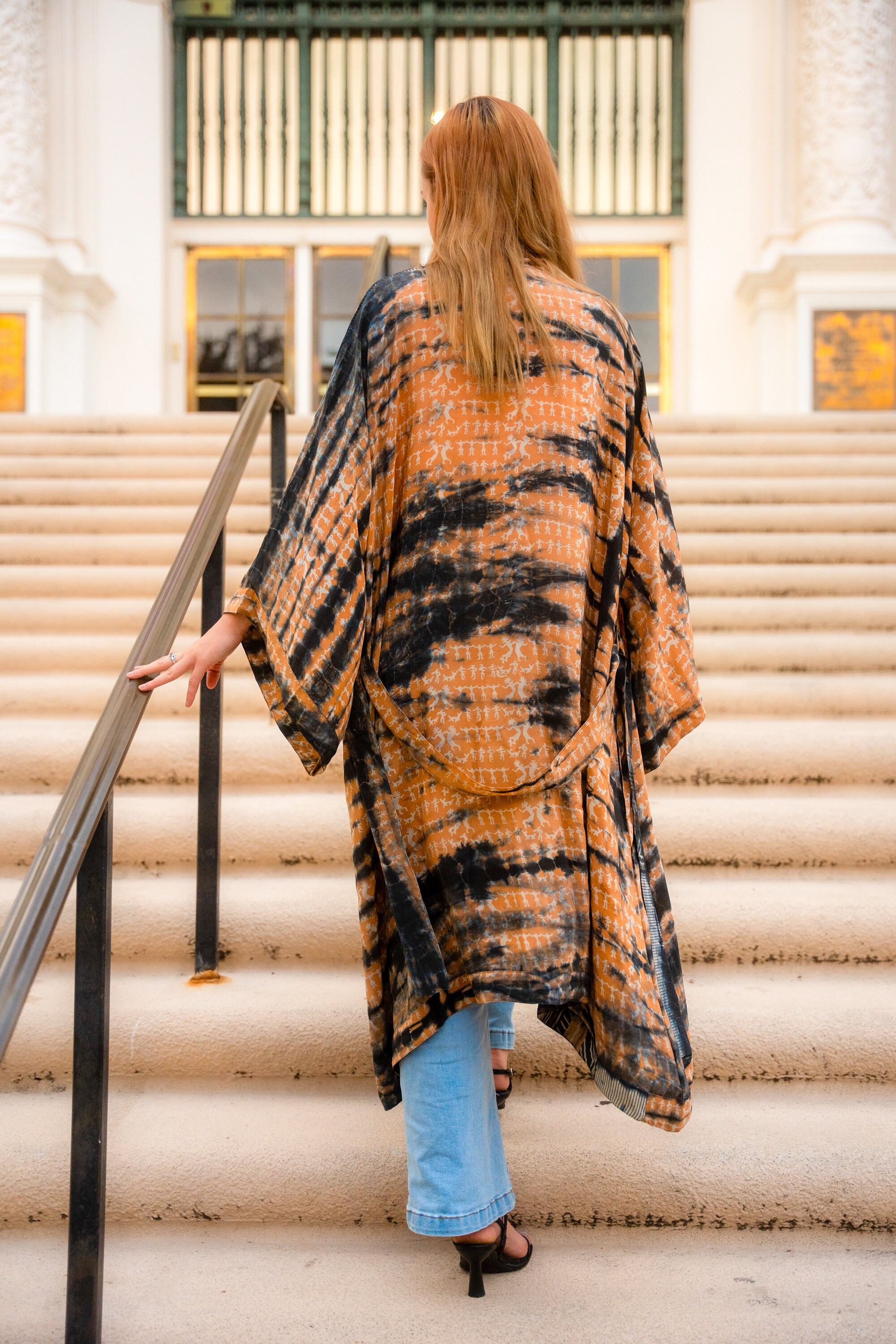 Stunning Burnt Orange Shibori Luxe Sari Silk Robe / Kimono XL - Etsy