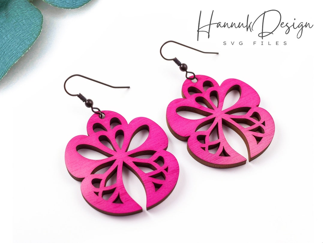 Trefoil With Holes Wood Earring Svg Laser Cut File Digital Download - Etsy