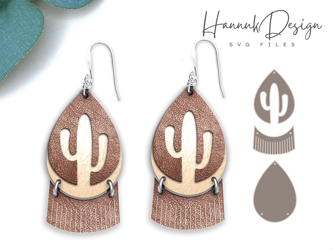 Texas Cactus Earring Svg, Faux Leather Earring Svg File for Cricut ...