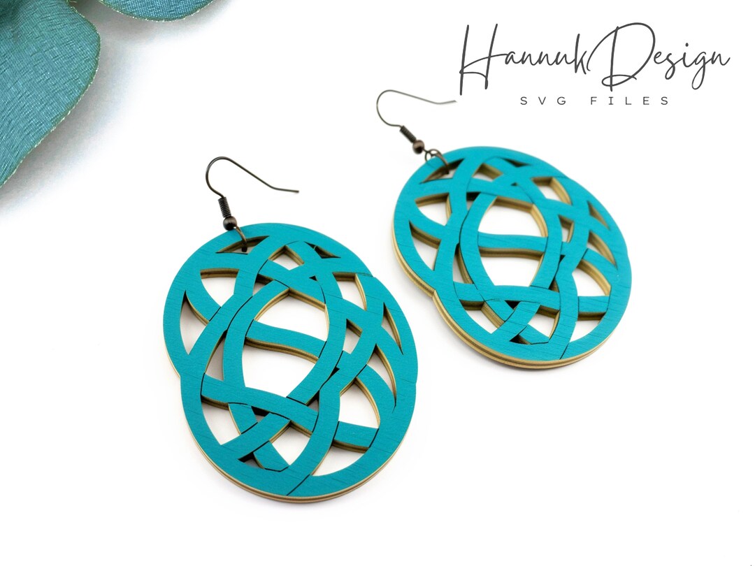 Hoop of Intertwining Lines Wood Earring Svg Laser Cut File Digital ...