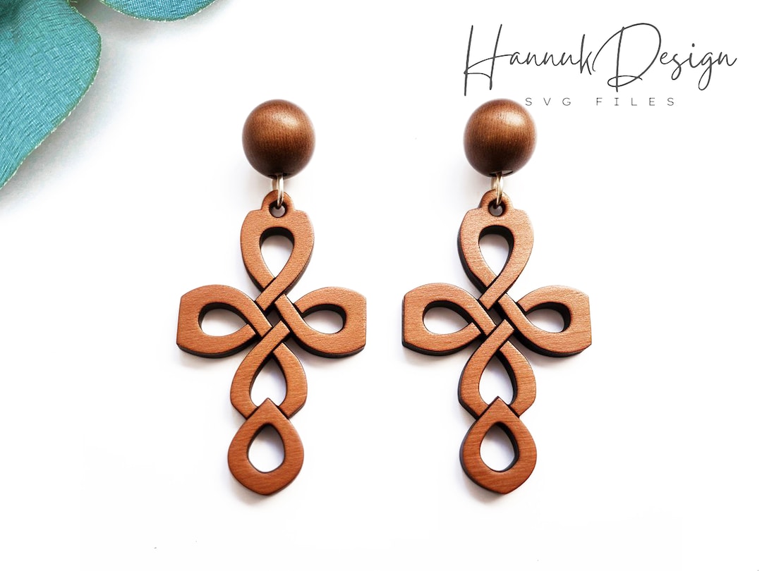 Elegant Winding Cross Wood Earring Svg Laser Cut File Digital Download ...