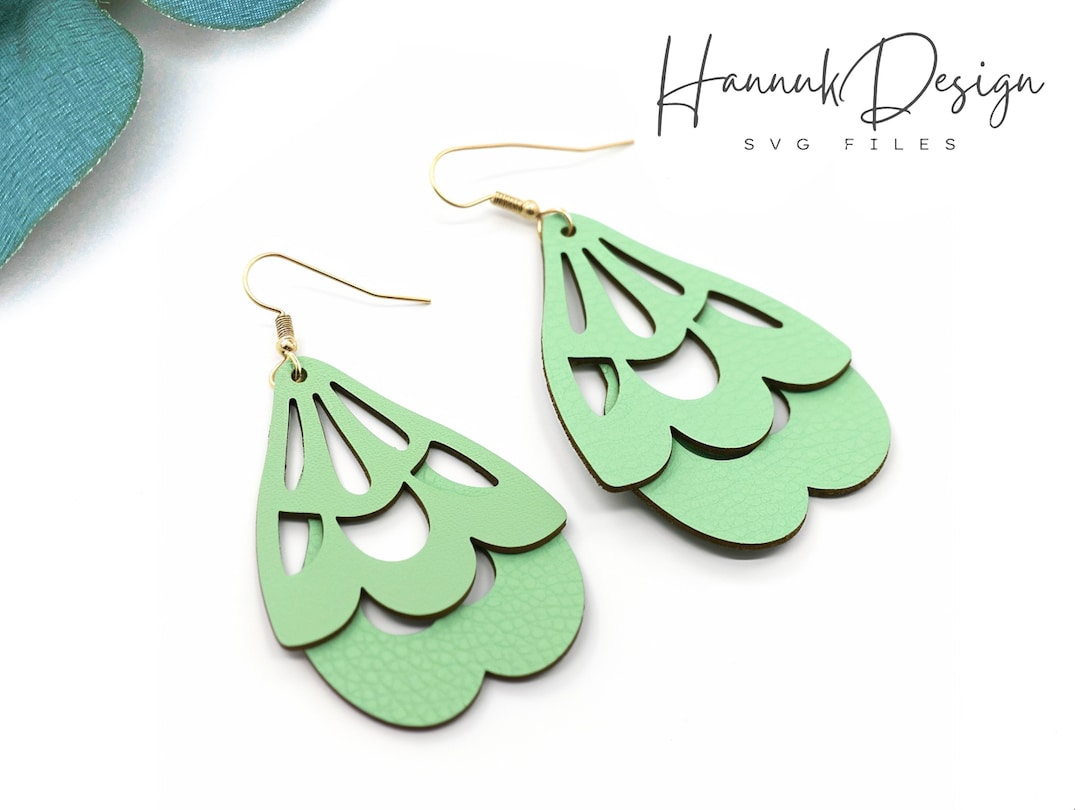 Multilayered Flounce Shape Leather Earring Svg Template for Cricut ...