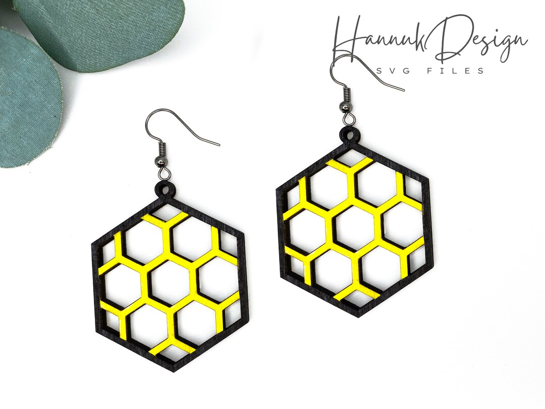 Honeycomb Earring SVG, Wood Earring Svg Template, Honey Bee Earring Svg ...