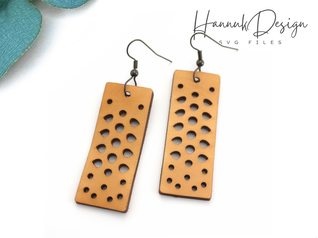 Rectangular Shape With Holes Leather Earring Svg Template for Cricut ...