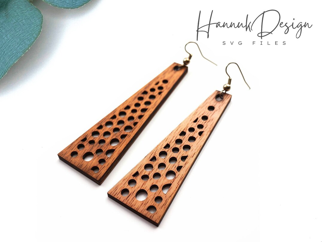 Narrow Triangle With Holes Boho Style Pendant Wooden Earring Svg Laser ...