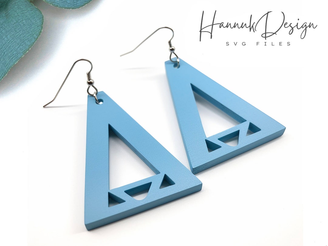 Triangle Shape With Geometric Pattern Wood Earring SVG PDF Laser Cut ...